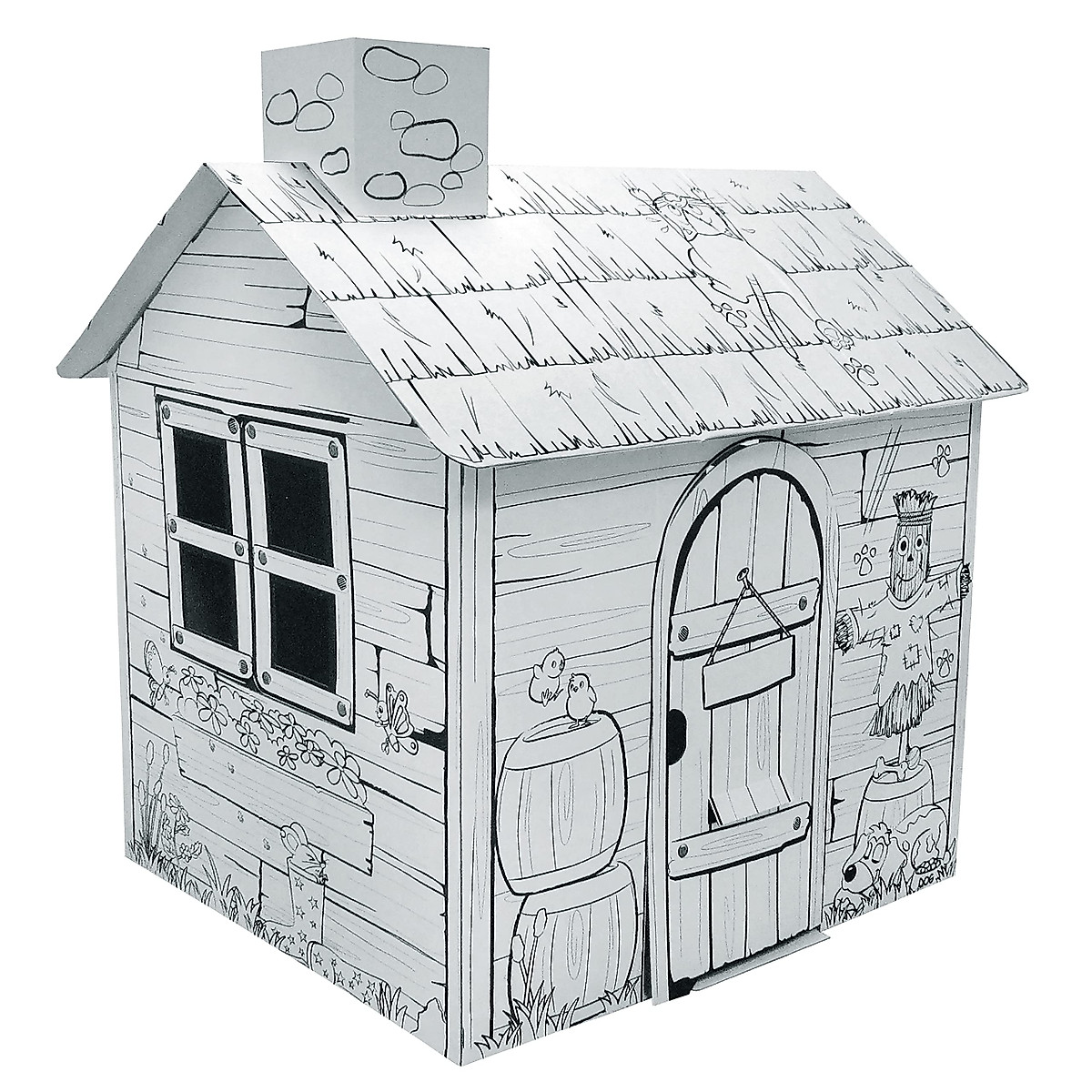 Adventure Awaits! Kids Cardboard Farm Playhouse - Color, Draw, and Customize - Great for Playtime and Arts-and-Crafts Time