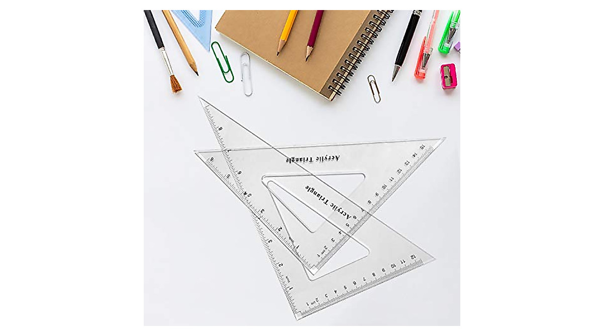 Coopay Large Triangle Ruler Set Square for Precise Drafting 30/60 & 45/90