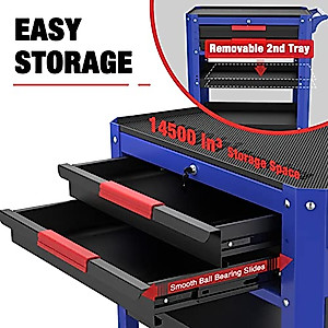 WORKPRO 28” Rolling Tool Cart, Premium 2-Drawer Utility Cart, Heavy Duty Industrial Storage Organizer Mechanic Service Cart with Wheels and Locking System, 400 lbs Load