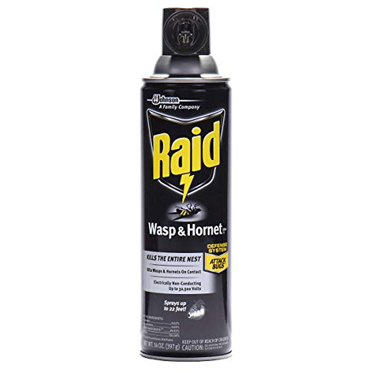 Raid Wasp and Hornet Killer Spray, Kills the entire nest, Kills Paper Wasps, Yellow Jackets, Mud Daubers and more, 14 oz