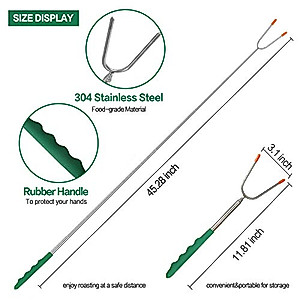 M MCIRCO Marshmallow Roasting Sticks,Set of 12 Pack 45'' Telescoping Smores Skewers Hot Dog Extending Stainless Steel Forks for Camping, Campfire, Bonfire Kids, Multicolor,Include 20 Bamboo Skewers