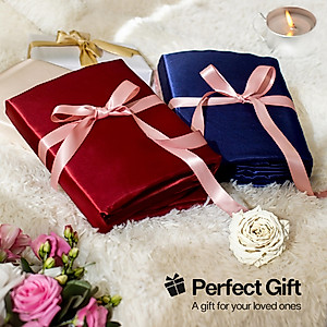 MR&HM Satin Bed Sheets, Full Size Sheets Set, 4 Pcs Silky Bedding Set with 15 Inches Deep Pocket for Mattress (Full, Black)