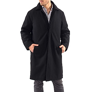 Alpine Swiss Zach Men’s Wool Blend Overcoat – Knee-Length Trench Coat, Runs Large for Layering Over Suits or Sweaters Black Large