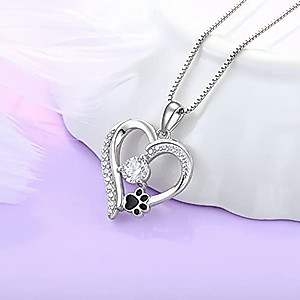 STARCHENIE Puppy Dog Necklace 925 Sterling Silver Love Heart Pendant Cat Pet Paw Print Jewelry for Women