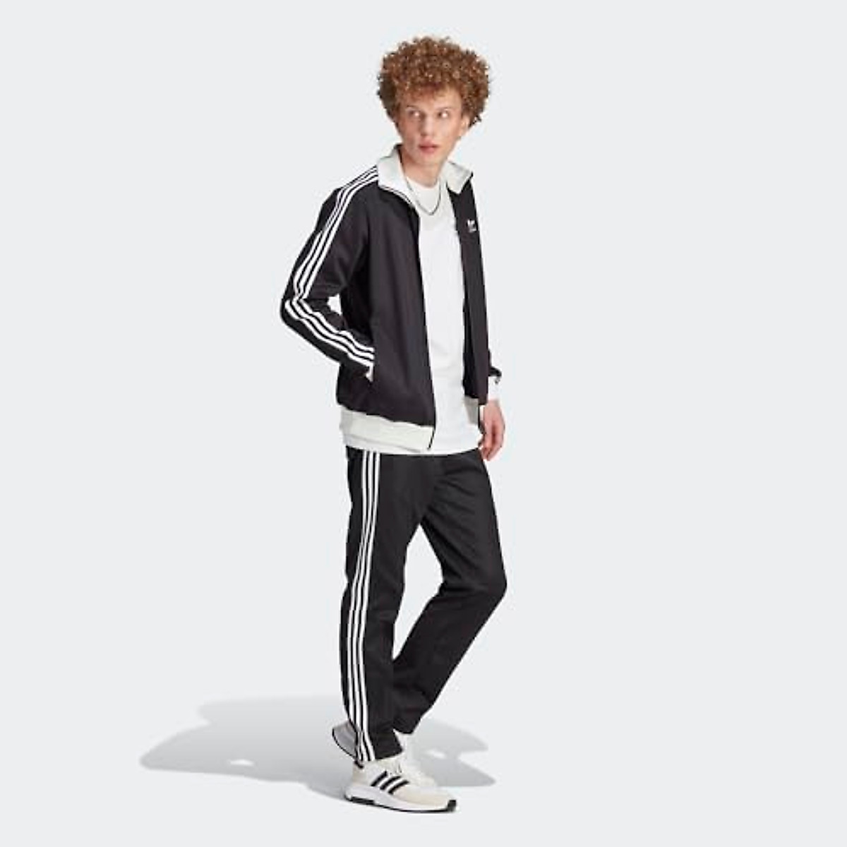 adidas Originals Men's Adicolor Classics Beckenbauer Track Top, Black/White, Large