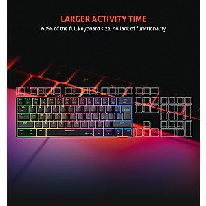 MEETION RGB Backlit Mini 61 Keys Wired 60% Mini Blue Switch Mechanical Keyboard Black MT-MK005