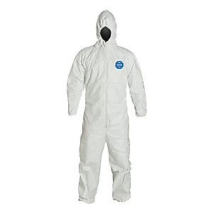 DuPont Tyvek 400 TY127S Disposable Protective Coverall with Respirator-Fit Hood and Elastic Cuff, White, X-Large (Pack of 6)