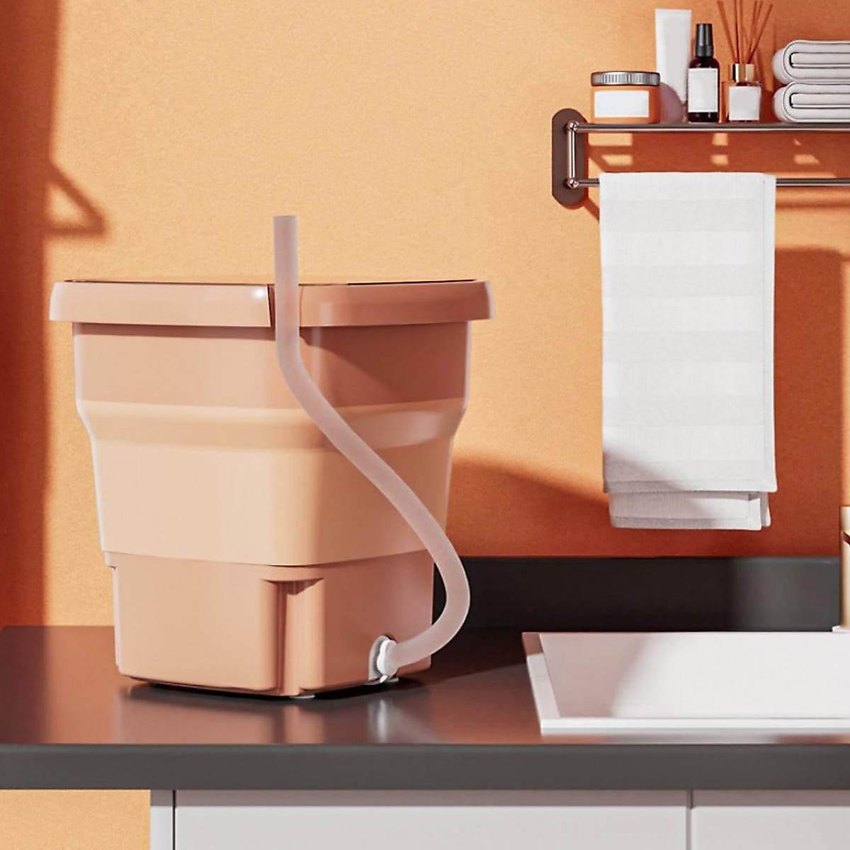 Portable Washing Machine, 15L Foldable Mini Washing Machine & Dryer Combo, Mini Washer for Socks, Baby Clothes, Towels, Underwear, Small Items, Apartment, Dorm, (US Plug 110V)