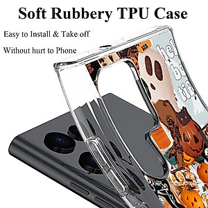 Kyppwh for Samsung Galaxy S22 Ultra Aesthetic Ghost Pumpkin Halloween Collage Pattern Case, Halloween Theme Anti-Scratch Shockproof Soft TPU Case for Galaxy S22 Ultra 6.8 Inch