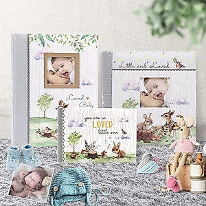 Holoary You Are So Loved Little One Grandma's Brag Book, Small Baby Photo Album 4” x 6” 32 Photos, Woodland Animals Design
