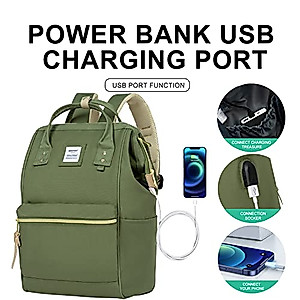 Bebowden Travel Laptop Backpack for Women Men College School Bag Business Work Anti Thef Water Resistant Casual Daypack Fits 14 Inch Laptop Green