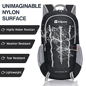 ZOMAKE Packable Hiking Backpack Water Resistant:32L Lightweight Foldable Backpacks - Small Packable Back Pack for Travel Camping Hiking Women Men (Black)