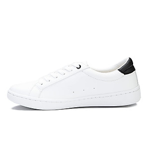 HONGHAIER Non Slip White Shoes for Women Microfiber Leather Fashion Sneakers Comfortable Womens Walking Shoes with Memory Foam WhiteBK 8