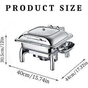 FLTRGO 6 L Chafing Dish Set, Stainless Steel Buffet Server Warming Tray with Water Pan & Fuel Holders, for Restaurant Catering Parties Weddings Picnics Food Warmer