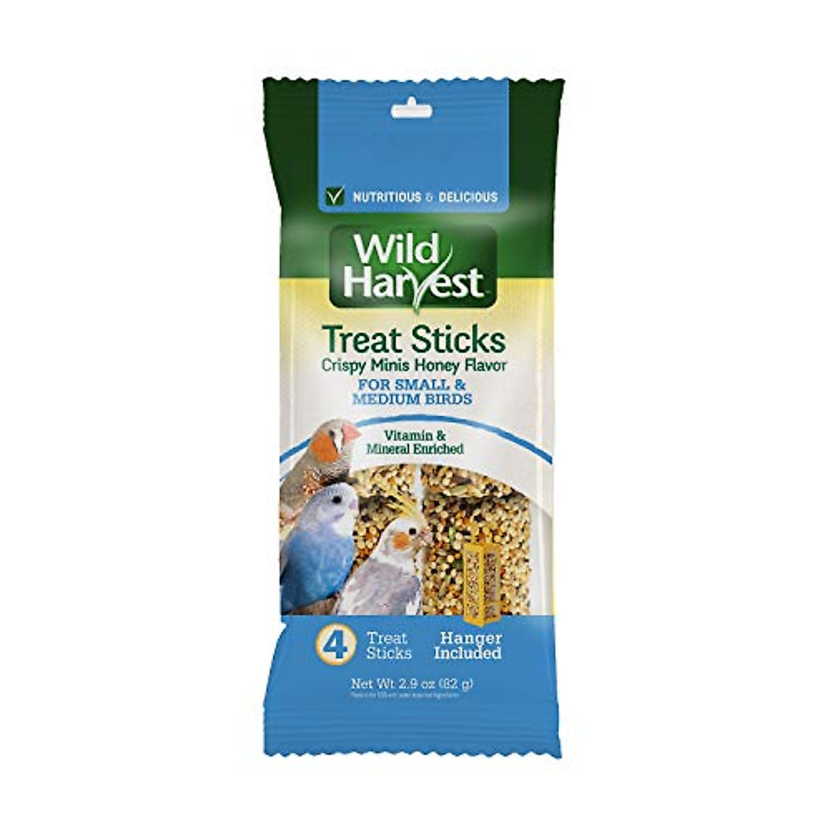 Wild Harvest Treat Sticks Crispy Minis Honey Flavor 4 Count, Hanger Included
