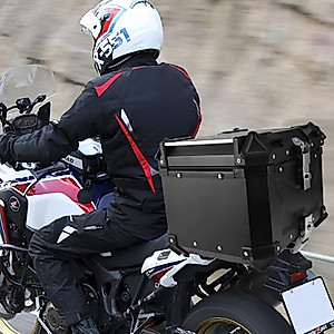 FANCYTIMES 55L Motorcycle Top Case,Aluminum Motorcycle Trunk Waterproof Tour Tail Box with Security Lock for Store Helmet Large Luggage