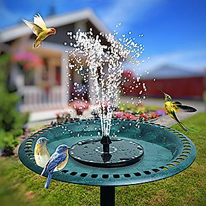 GAIZERL Solar Fountain Glass Panel and 3.5W Solar Water Fountain with 21 LED Lights, Solar Fountain Pump for Bird Bath with 4 DIY Stickers & 7 Nozzles for Garden Outdoor