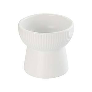 White Ceramic Raised Cat Bowls, Elevated Food or Water Bowls, Stress Free, Backflow Prevention, Dishwasher and Microwave Safe, Lead & Cadmium Free