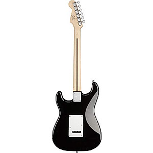 Fender Squier Stratocaster - Black Bundle with Frontman 10G Amplifier, Gig Bag, Instrument Cable, Strap, Picks, Fender Play Online Lessons, Instructional Book, and Instructional DVD