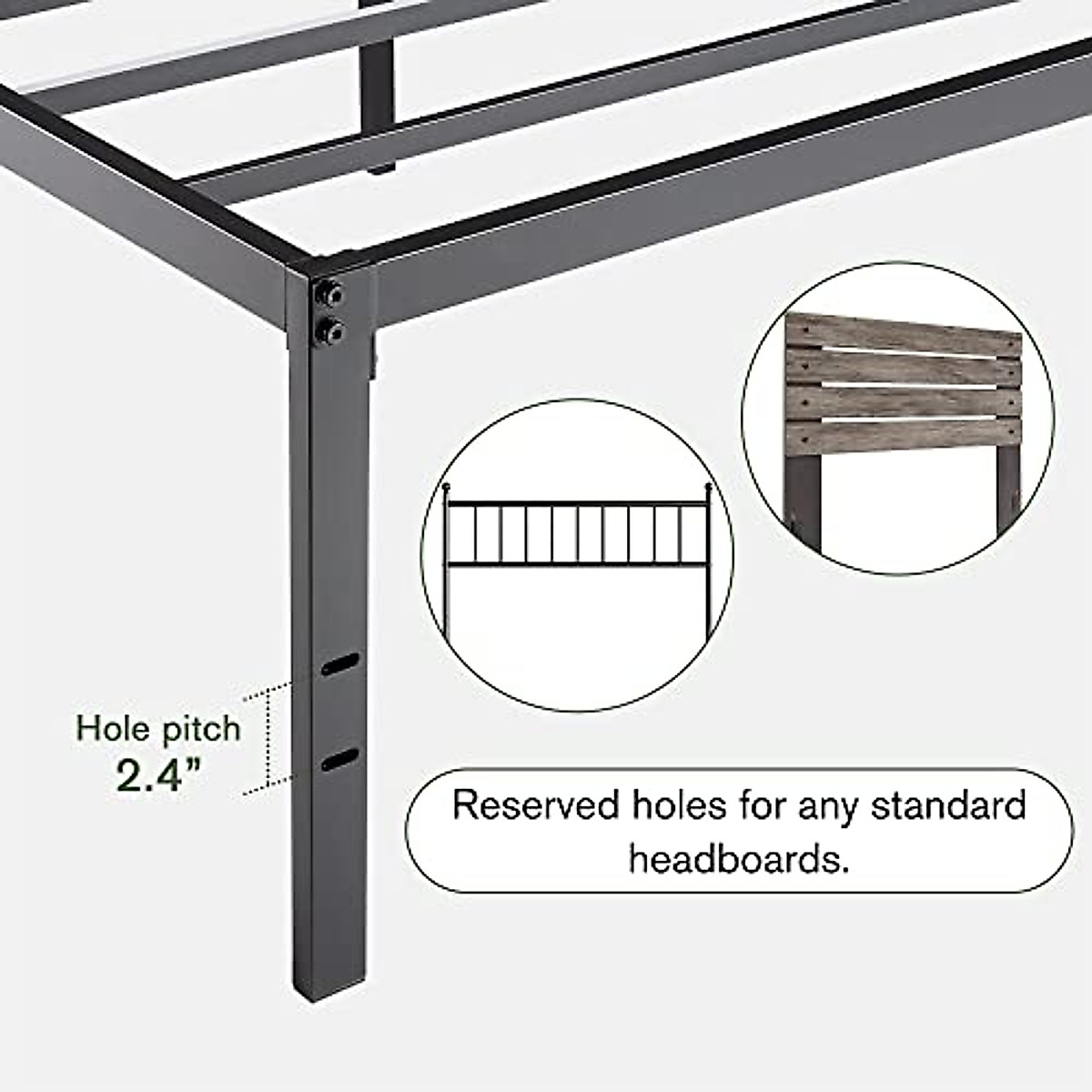IMUsee Heavy Duty 18inch King Size Metal Platform Bed Frame with Large Under Bed Storage Space, Sturdy Metal Frame/Mattress Foundation/No Box Spring Needed/Easy Assembly/Noise-Free