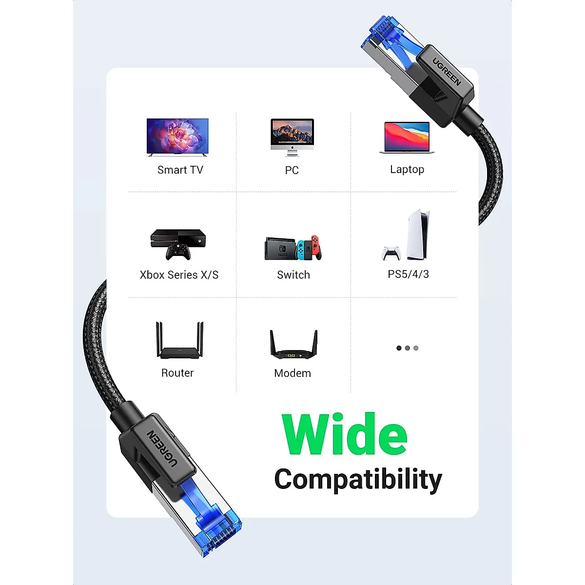 UGREEN [10FT Cat8 Ethernet Cable Bundle with USB C to Ethernet Adapter