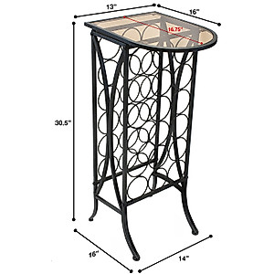 Sorbus Wine Rack Stand Bordeaux Chateau Style with Glass Table Top - Holds 18 Bottles of Your Favorite Wine - Elegant Looking French Style Wine Rack to Compliment Any Space (Wine Stand - 18 Bottles).