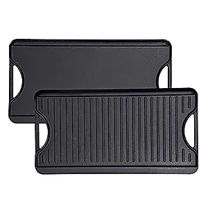 GasSaf Cast Iron Reversible Griddle with Handles, 20 Inch x 10.5 Inch Big Grill Pan for Stovetop