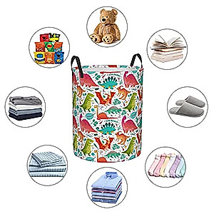 Laundry Basket,Dinosaur Seamless Pattern Dino Textile Print,Collapsible Laundry Baskets,Clothes Hampers For Laundry,Laundry Bin Waterproof Lining-Small