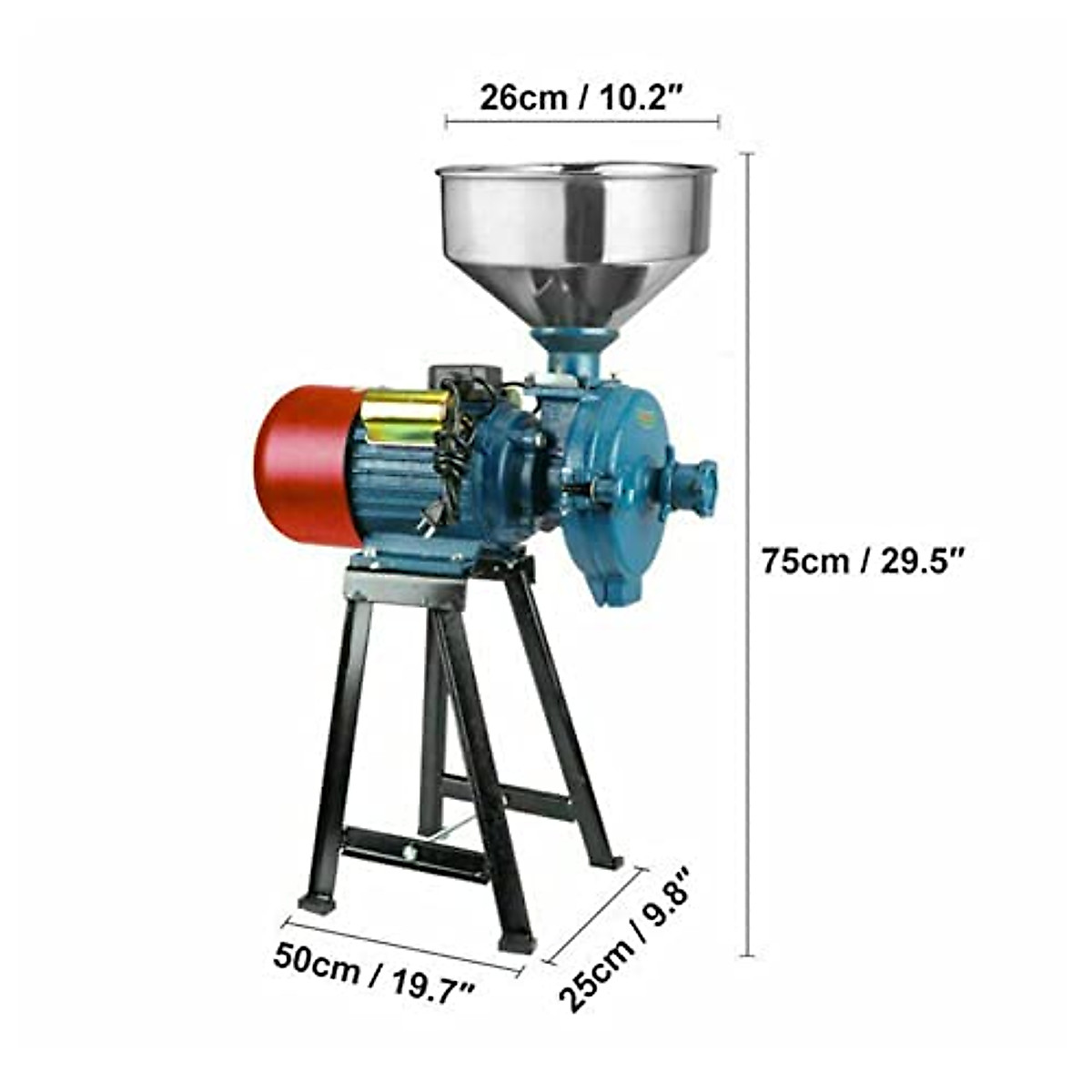 PRIJESSE Electric Grain Grinder Mill, 110V Wet Dry Corn Grinder, Commercial Heavy Duty Feed Mill Dry Cereals Wheat Grinder, with Funnel