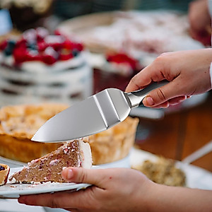 LUSHIG Wedding Cake Knife and Server Set, Stainless Steel Cake Serving Set with Non Slip Swirl Grip, One Piece Construction Cake Cutter Slicer And Server Spatula For Weddings, Anniversaries, Birthday