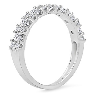 Dazzlingrock Collection 1.00 Carat (ctw) 14k Round Diamond Women Anniversary Wedding Ring Band Stackable 1 CT, White Gold, Size 5