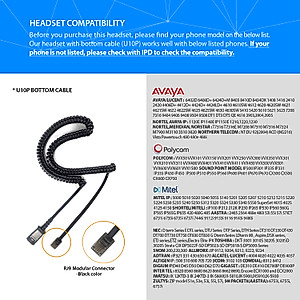 IPD IPH-160 Phone Headset with Noise Cancelling Microphone for Office and Call Center- Comapatible with Polycom VVX, Aastra,Avaya Digital, Nortel,Samsung,Mitel landline Phones.