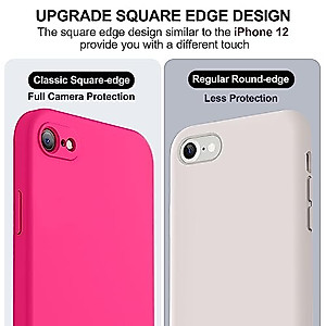 Vooii for iPhone SE Case 2022/3rd/2020,iPhone 8/7 Case, Upgraded Liquid Silicone with [Square Edges] [Camera Protection] [Soft Anti-Scratch Microfiber Lining] Phone Case for iPhone SE - Hot Pink