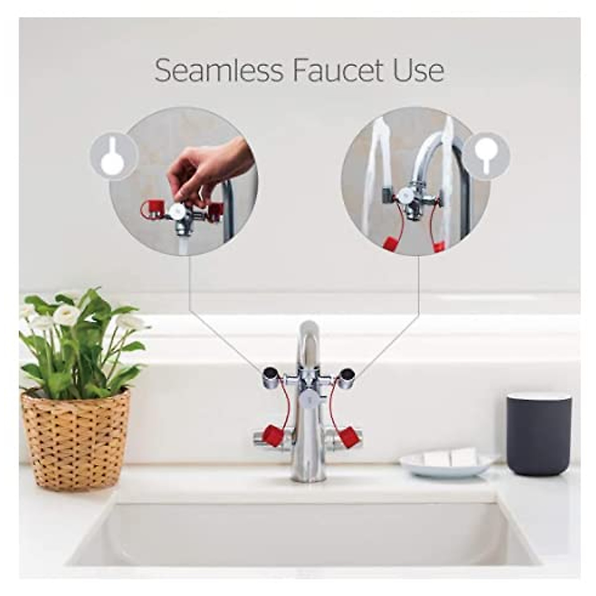 Eyewash Station with Covers, Faucet Mounted Eyewash Station Sink Attachment, Continuous Flow, First AID Emergency Eye Flush Shower for Sink, 100% ANSl Z358 Standard