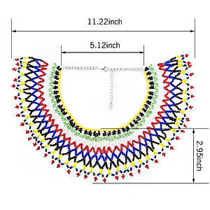 AUEAR, Colorful Beaded Necklace Maasai Necklace South African Necklace African Necklace for Women Best Gift