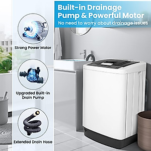 Nictemaw 1.8 Cu.Ft Portable Washing Machine, 13.5 lbs Portable Washer Dryer Combo with Drain Pump, Full Automatic Portable Washer with 10 Programs 8 Water Levels LED Display for Apartments, RV, Dorms