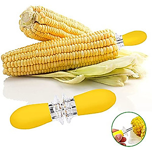 AUGSUN 10Pcs/5 Pairs Corn Holders, Stainless Steel Corn on The Cob BBQ Fork Skewers for Home Cooking Parties Camping