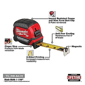 MILWAUKEE 25Ft Compact Magnetic Tape Mea