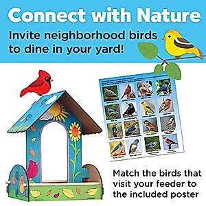 Creativity for Kids Build and Paint Bird Feeder Wood Craft Kit - DIY Bird House Kit for Children, Outdoor Activities for Kids Age 6+,Yellow,orange,blue,white,green,violet
