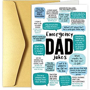 Chenive Funny Father's Day Card for Dad, Humorous Dad Birthday Card, Joker Greeting Card, Emergency Dad Jokes Card
