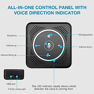 USB Speakerphone - EMEET M0 4 AI Mics Speakerphone for Conference Calls 360° Voice Pickup Conference Speakerphone for Computer Plug and Plays Computer Speaker with Microphone for 4 People