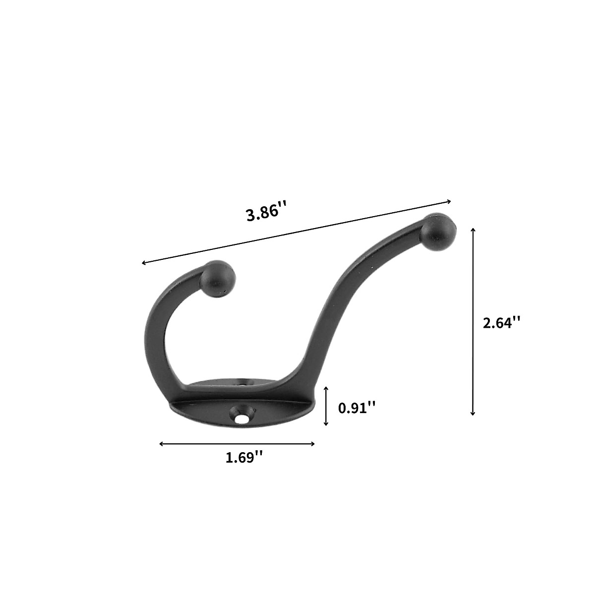 10 Pack Round Head Wall Hooks Coat Hooks, Hooks for Hanging Towels Clothes Robes Double-Prong Wall Mounted Decorative Coat Hanger with 20 pcs Screws (Silver)