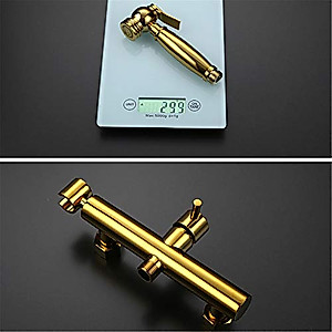 JIYTG Toilet Bidet Sprayer Set Hygienic Shower Hand Toilet Spray Gun Electroplate Solid Brass Shower Bidet Set 15cm Hole Distance
