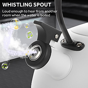 YSSOA Whistling Stovetop Tea Kettle, 3.17 Quart Stainless Steel Teapot with Cool Touch Ergonomic Handle, Hot Water Fast to Boil, White