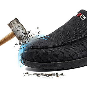 LARNMERN Slip On Steel Toe Shoes Loafers Men Lightweight Walking Sneakers Steel Toe Loafers(10.5 Men, Black)