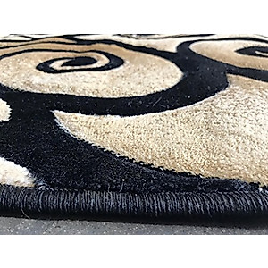 Contempo Modern Area Rug Contemporary Abstract Black Design 341 (4 Feet X 5 Feet 3 Inch)