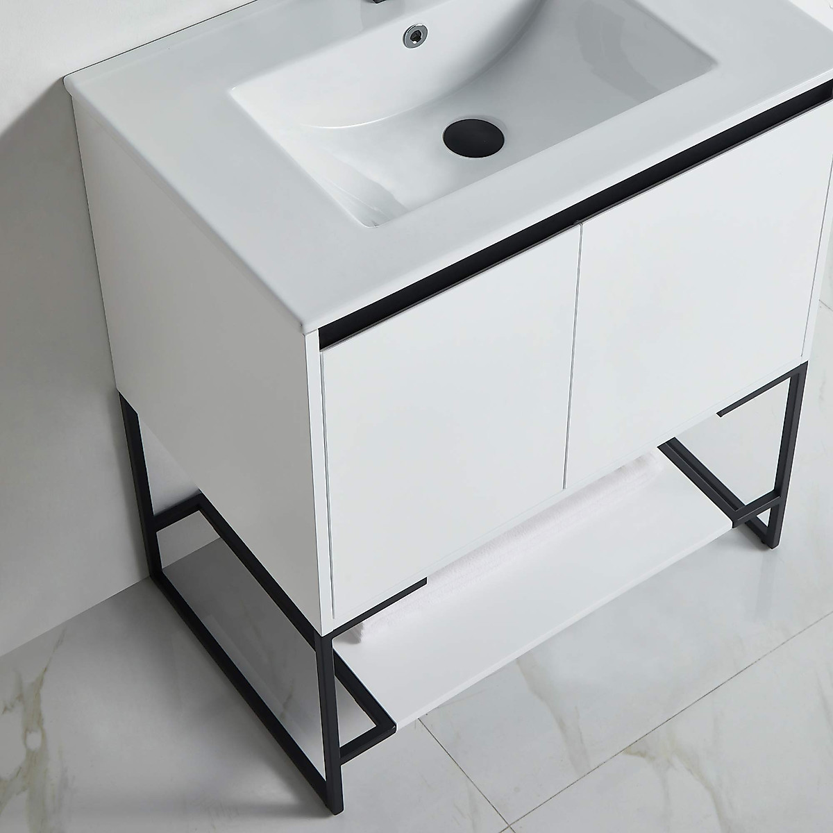 Fine Fixtures 30 Inch Bathroom Vanity with Sink - Modern Knob Free Design, Elegant Space-Saving Solution for Your Bathroom - Durable, Bathroom Vanities for a Contemporary Look - Urbania Collection