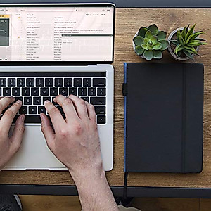 Thick Hardcover Journal Notebook - Ruled/Lined A5 (5x8 inch), Deluxe 120gsm Paper, Lays Flat for Writing, Professional Notebooks for Work, Business, Office, Executive - Men & Women - Black