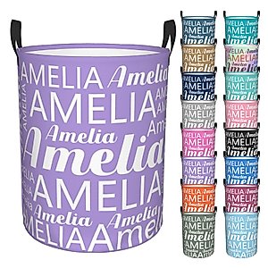 Personalized Laundry Basket Custom Name Laundry Hamper Dirty Clothes Storage Basket with Handles For Boys Girls Women Men