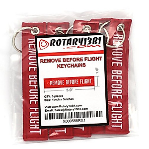 Rotary13B1 Remove Before Flight Key Chain - 5 Pack Red with White Letters
